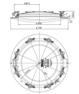 500mm Low Pronfile Manlid Assembly - Grand TEK